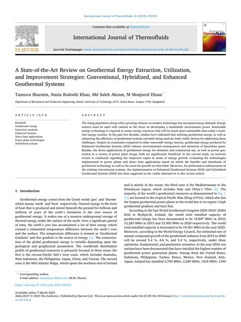 Pdf A State Of The Art Review On Geothermal Energy Extraction Utilization And Improvement