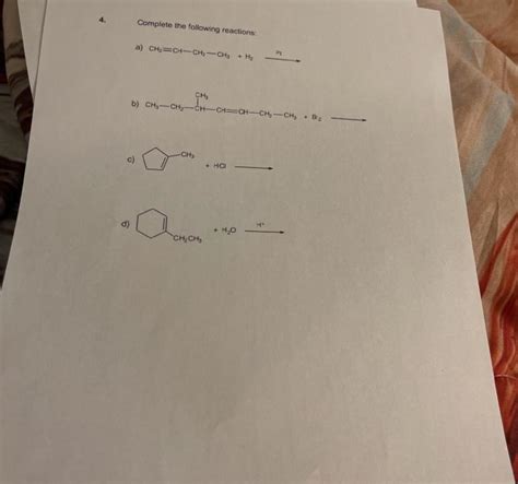 Solved Complete The Following Reactions A CH CH CH2 CH3 Chegg Com