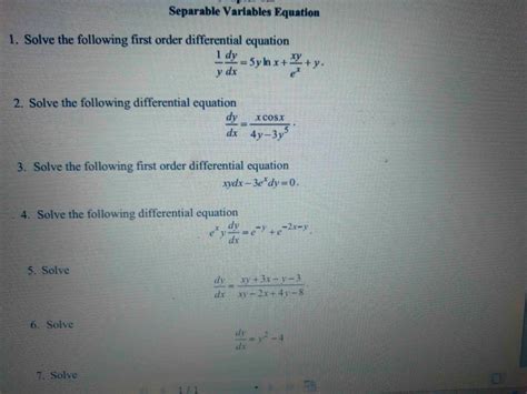 Solved Separable Variables Equation 1 Solve The Following