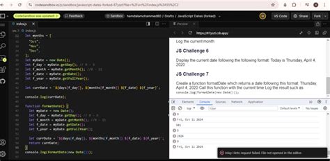 Hamda Mohammed On Linkedin Day 27 Off My 100daysofcode I Practice Js Date Objects On Shecodes It