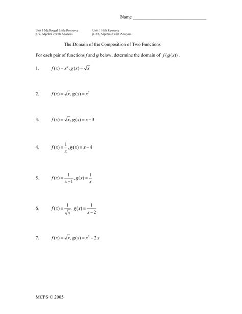 Functions Inverses Transformations Worksheet