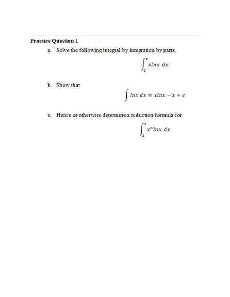 Solved Practice Question A Solve The Following Integral Chegg Com