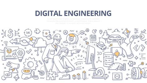 Digital Engineering Doodle Banner Stock Vector Illustration Of Innovation Manufacturing