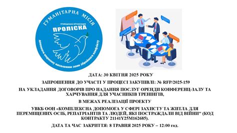 Rfp 2025 159 ВІД 30 КВІТНЯ 2025 РОКУ ЗАПРОШЕННЯ ДО УЧАСТІ У ПРОЦЕСІ ЗАКУПІВЛІ НА УКЛАДАННЯ