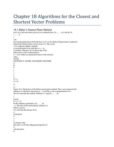 Chapter 18 Algorithms For The Closest Chapter 18 Algorithms For The