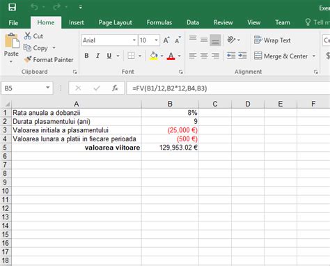 EXCEL Functii Financiare Functia FV Cursuri Excel