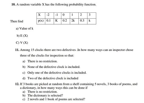 10 A Random Variable X Has The Following Probability Function X 2 1 0