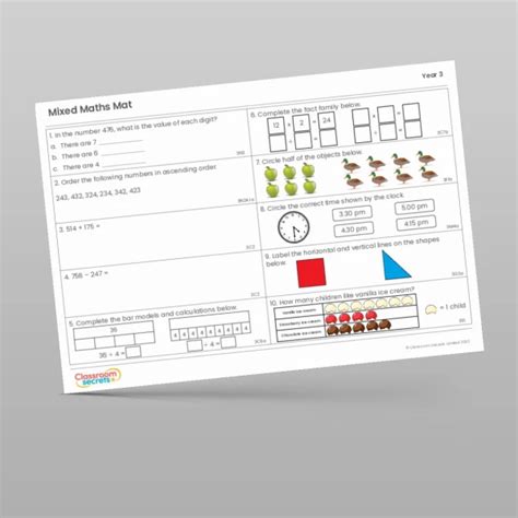 Year 2 Mixed Maths Mat Resource Classroom Secrets
