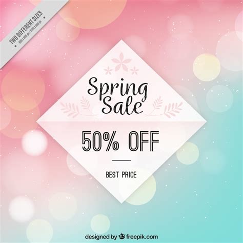 Defocused 색상의 봄 판매 Bokeh 배경 무료 벡터