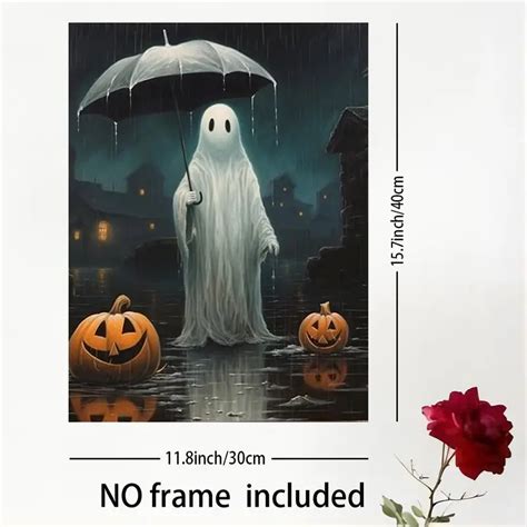 할로윈 캔버스 벽 예술 우산과 잭오랜턴을 든 귀신 프레임 없는 캔버스 프린트 포스터 가정 및 사무실 장식 축 Temu Republic Of Korea