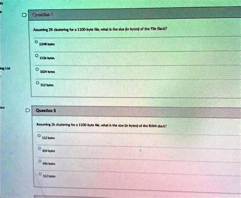 Solved Texts Assuming 2k Clustering For A 1100 Byte File What Is The
