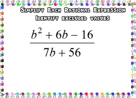 Simplifying Rational Expressions And Stating Excluded Values 20 Task Cards Amped Up Learning
