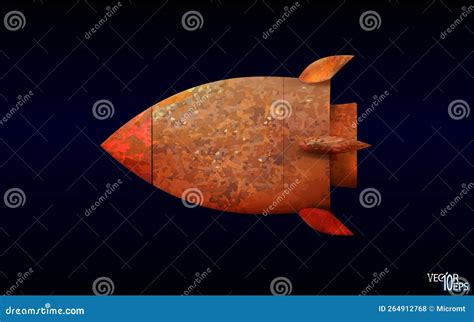 Flying Rusty Rocket Isolated Cartoon 3d Old Spaceship Stock Vector Illustration Of Reddish
