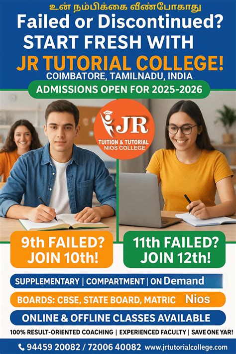 Jr Tuition And Jr Tutorial College Jr Nios Academy 10th 11th 12th Hsc