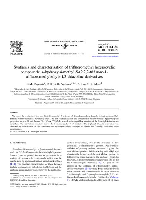 Pdf Synthesis And Characterization Of Trifluoromethyl Heterocyclic Compounds 4 Hydroxy 4