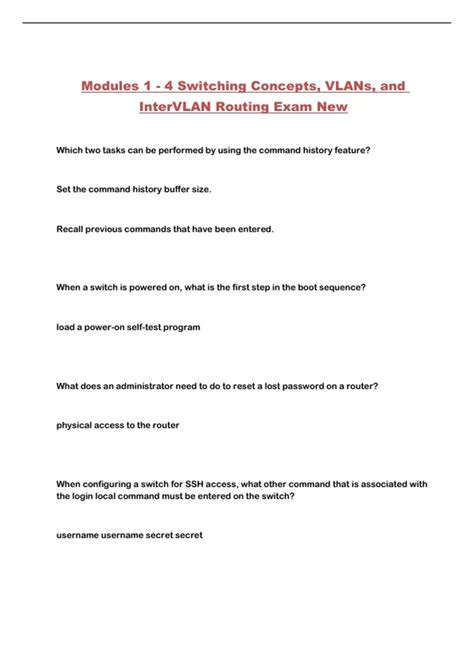 Modules 1 4 Switching Concepts Vlans And Intervlan Routing Exam New Switching Concepts