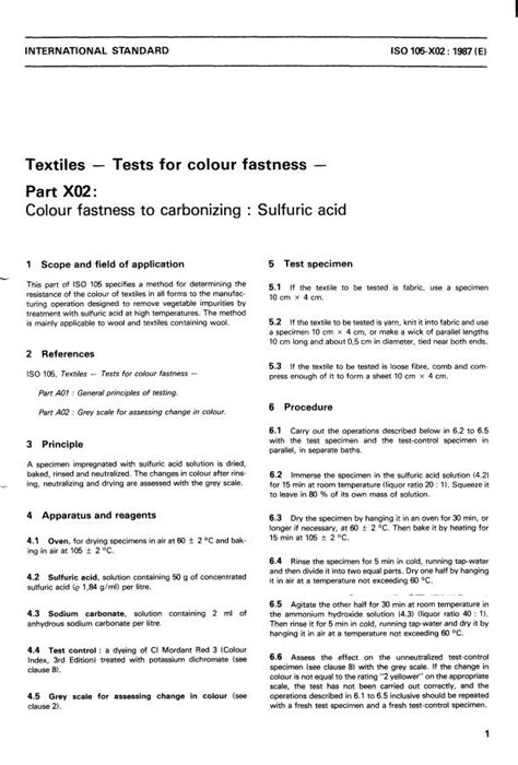ISO X Textiles Tests For Colour Fastness Part X Colour Fastness To Carbonizing