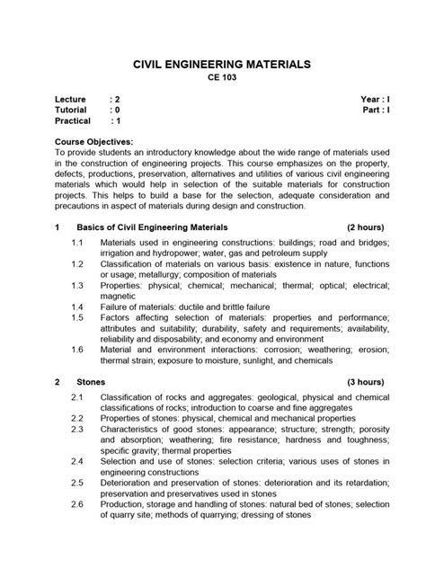 Civil Engineering Materials Pdf Cement Mortar Masonry