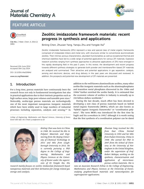 Pdf Zeolitic Imidazolate Framework Materials Recent Progress In