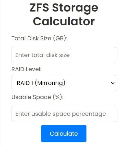 Zfs Storage Calculator Toolsed