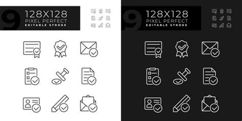 Checkmarks In Communication Pixel Perfect Linear Vector Image