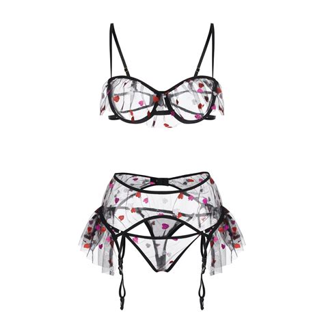 Ladies Lace Bodysuit Women Sexy Lingeries Floral Embroidery Perspective