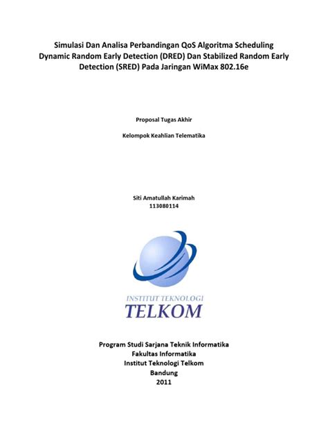 Simulasi Dan Analisa Perbandingan Qos Algoritma Scheduling Dynamic Random Early Detection Pdf