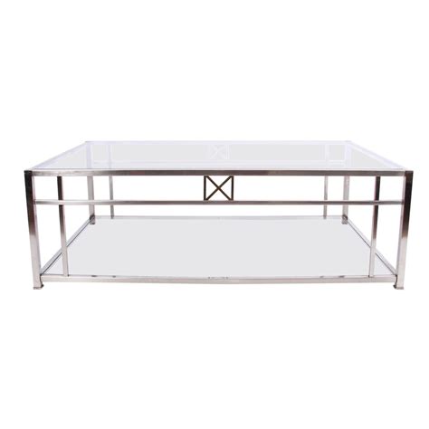 Large Glass And Chrome Coffee Table 107108