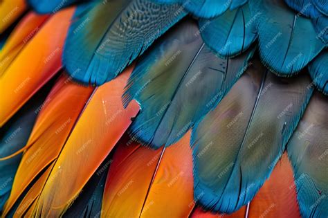 Premium Photo Detailed Closeup Image Showcasing The Vivid Colors And Patterns Of A Macaws Feathers