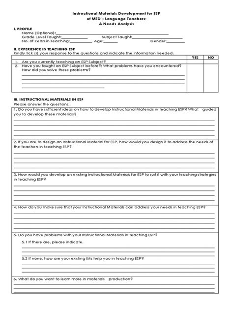 Esp Questionnaire Pdf Questionnaire Educational Psychology