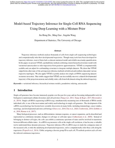 Model Based Trajectory Inference For Single Cell Rna Sequencing Using Deep Learning With A
