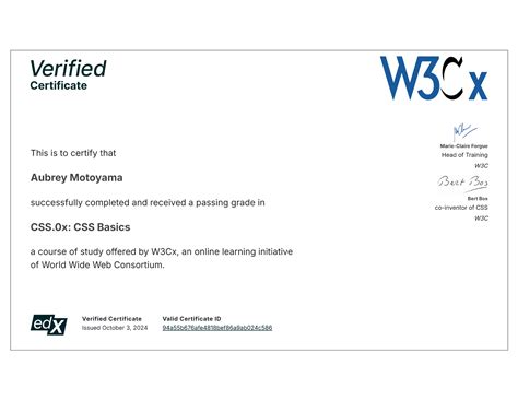 css 0x css basics certification w3cx aubrey motoyama