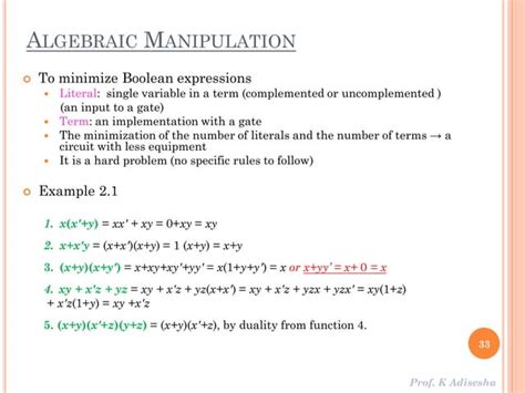 Boolean Algebra For Logic Circuits And Switching Ppt