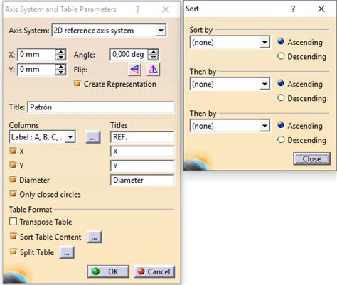 Default Axis System And Table Parameters Hole Dimension Table Eng Tips