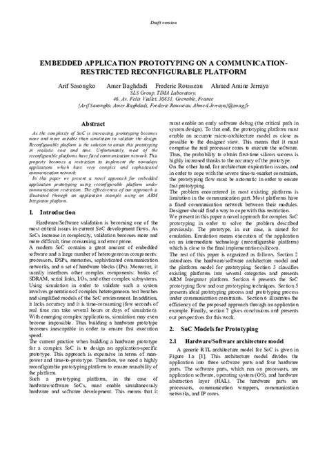 Pdf Embedded Application Prototyping On A Communication Restricted Reconfigurable Platform