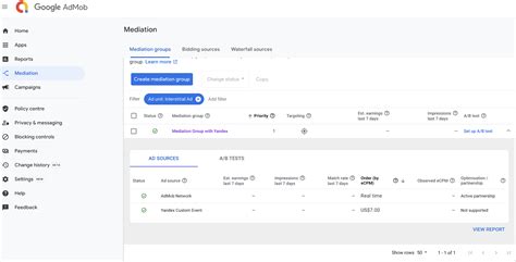 Google AdMob Ex AdMob Mediation Android