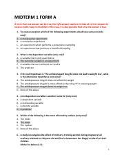 BIOL 215 Midterm1 Spring2019 FORM A Answers Pdf MIDTERM 1 FORM A If More Than One Answer Can