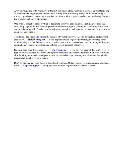 Sample Thesis Survey Questionnaire Pdf Survey Methodology Thesis