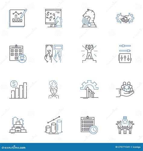 Job Productivity Line Icons Collection Efficiency Time Management