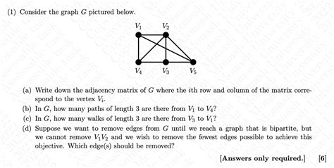 Solved Graph Means Simple Graph Unless Otherwise Specified 1 Consider The Graph G