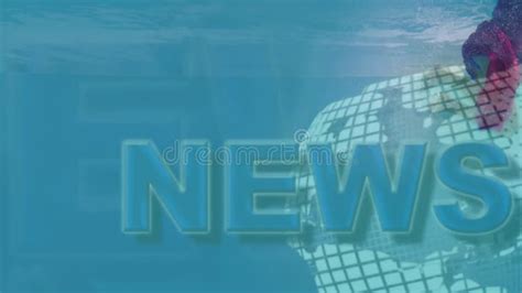 Rotating Globe With News Text Animation On Blue Background Stock Video