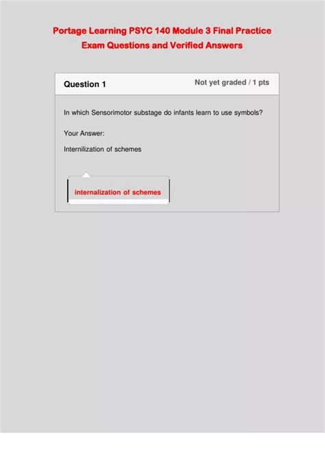 Portage Learning Psyc 140 Module 3 Final Practice Exam Questions And Verified Answers Psyc 140