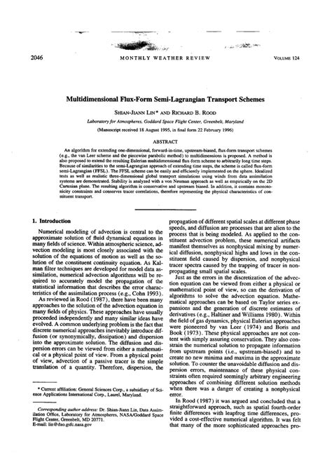 Pdf Multidimensional Flux Form Semi Lagrangian Transport Schemes