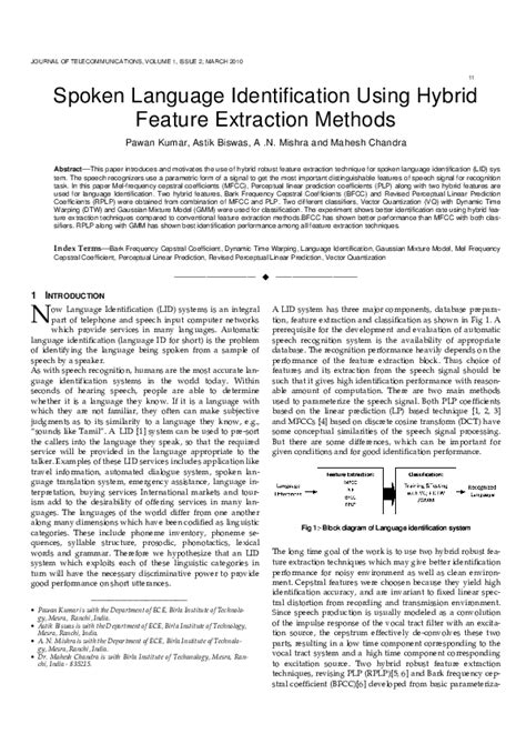 Pdf Spoken Language Identification Using Hybrid Feature Extraction Methods