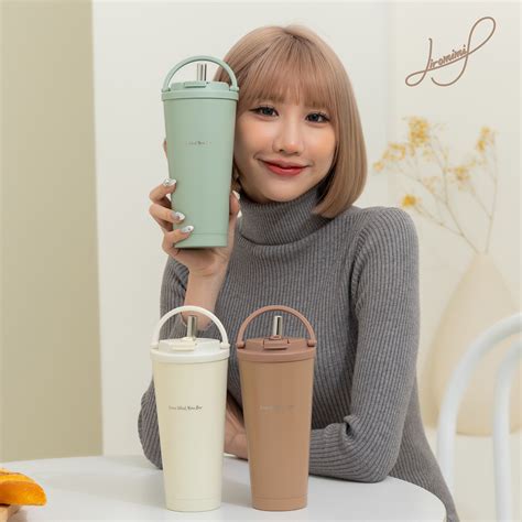 Hiromimi 手提內瓷不鏽鋼吸管杯750ml 甜心可可 環保杯 隨手杯 吸管杯 內膽陶瓷 手提保溫杯 304不鏽鋼 蝦皮購物