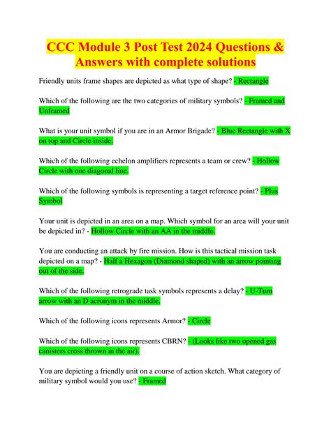 SOLUTION Ccc Module Post Test Questions Answers With Complete Solutions Studypool