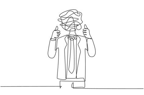 premium vector single one line drawing businessman with round