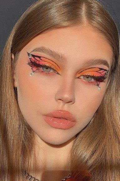 35 Cool Makeup Looks Thatll Blow Your Mind Orange Butterfly Eye Makeup Look