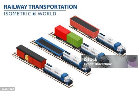 철도 열차 기관차 컨테이너 덮여 마차 그리고 대량 화물에 대 한 열차의 수송을 위한 플랫폼으로 구성 된 집합입니다 가리기에 대한