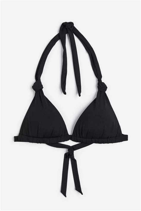 Push Up Triangle Bikini Top Halterneck Black Ladies Handm Us